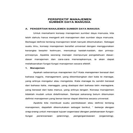 Perspektif Manajemen Sumber Daya Manusia | PDF