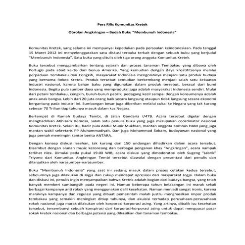 Pers rilis komunitas kretek | PDF