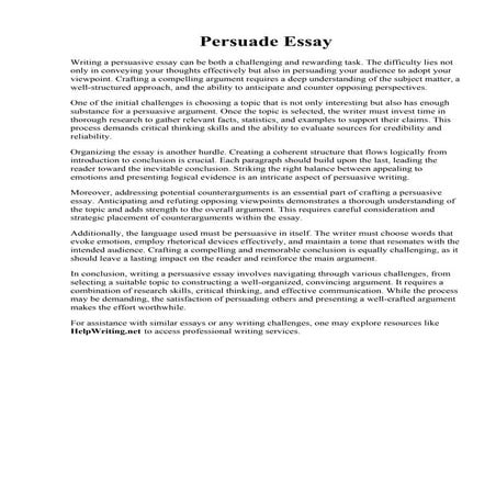 Persuade Essay. Persuasive Essay: Tips on Writing | PDF | Educational ...