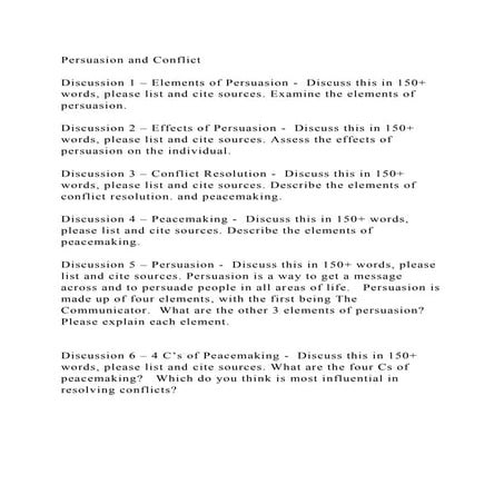 Persuasion and ConflictDiscussion 1 – Elements of Persuasion - .docx