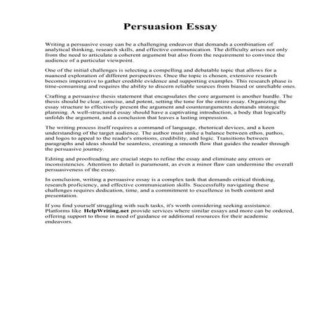 Persuasion Essay. Oconee Fall Line Technical College | PDF ...
