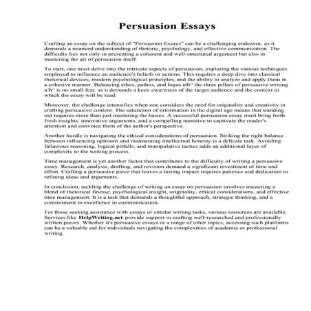 Persuasion Essays. Portland State University | PDF