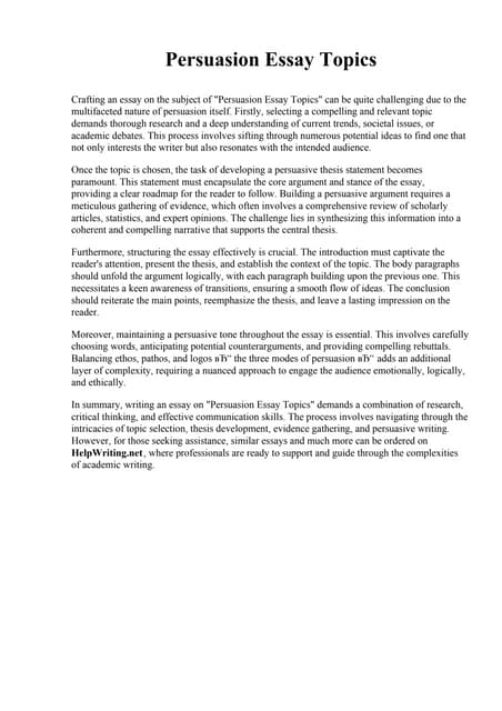 Topics For Argumentative Essay.pdf | Hobbies & Interests