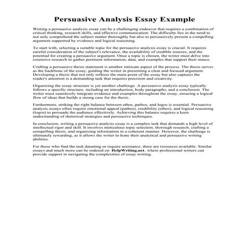 Persuasive Analysis Essay Example | PDF