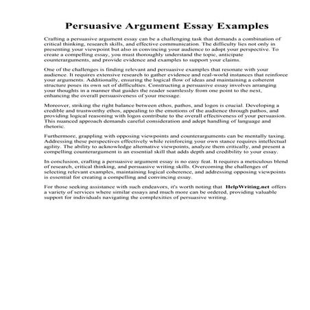 Persuasive Argument Essay Examples | PDF