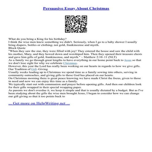 Persuasive Essay About Christmas | PDF