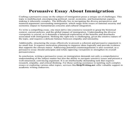 Persuasive Essay About Immigration.pdf | Human Resources | Business