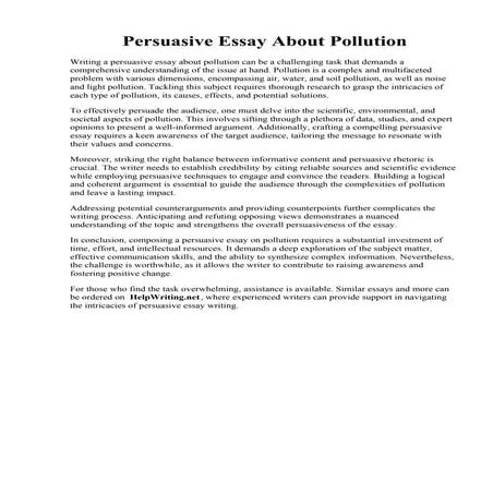 Persuasive Essay About Pollution.pdf | Business | Business and Finance