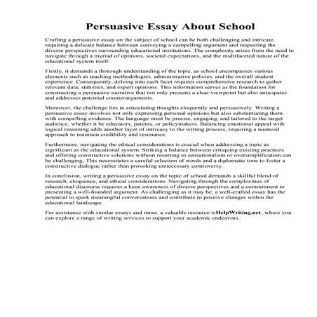 Persuasive Essay About School | PDF