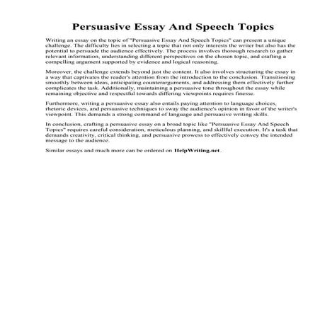 Persuasive Essay And Speech Topics. 10 Fabulous Good Ideas For A ...