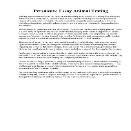 Persuasive Essay Animal Testing | PDF