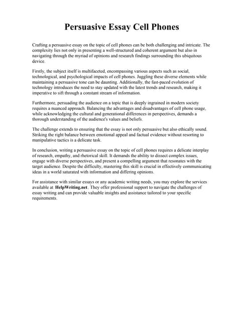 Advantages And Disadvantages Of Cell Phones Essay.pdf