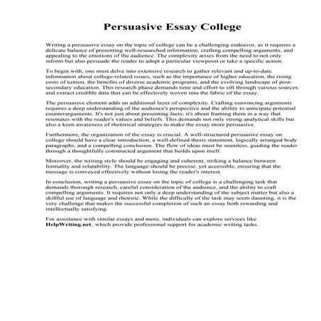 Persuasive Essay College. Tarrant County College | PDF | College ...