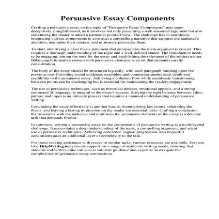 Persuasive Essay Components | PDF