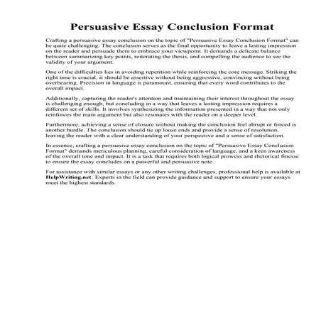 Persuasive Essay Conclusion Format | PDF