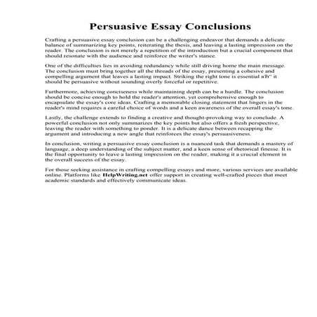 Persuasive Essay Conclusions | PDF