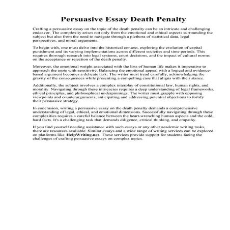 Persuasive Essay Death Penalty. Persuasive speech - Death Penalty ...