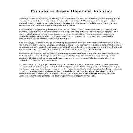 Persuasive Essay Domestic Violence. Forsyth Technical Community College ...