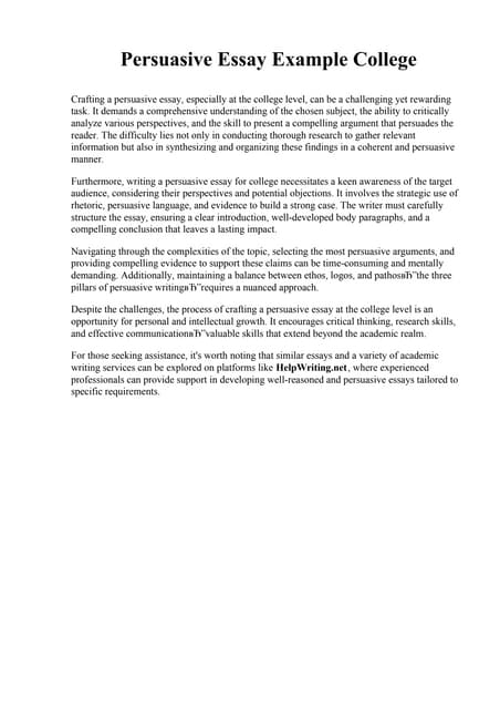 Persuasive Essay Examples College Level.pdf | College Planning ...