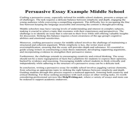Persuasive Essay Example Middle School. ARNELANDTEM BLOG | PDF