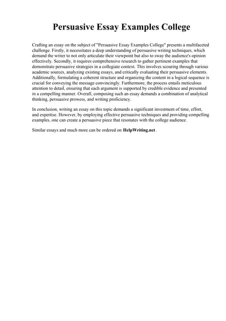 Persuasive Essay Outline Examples | PDF