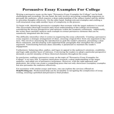 Persuasive Essay Examples For College | PDF