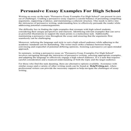 Persuasive Essay Examples For High School | PDF
