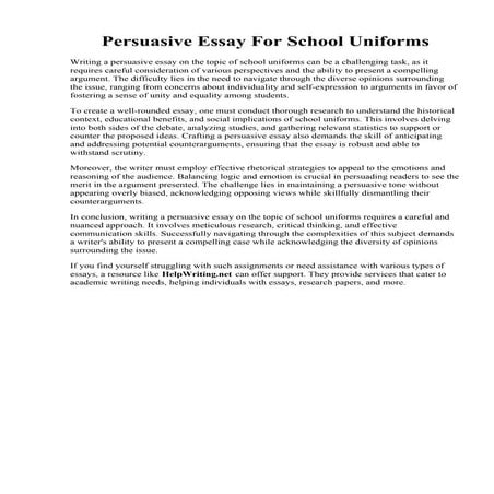 Persuasive Essay For School Uniforms.pdf | Science
