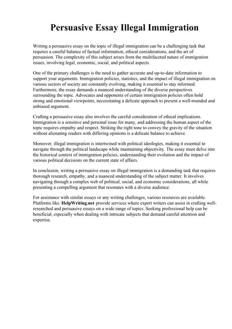 Immigration Essay. St. Elizabeth College of Nursing | PDF