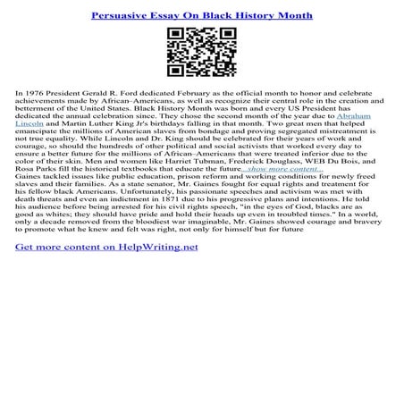 Persuasive Essay On Black History Month | PDF
