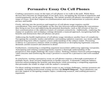 Persuasive Essay On Cell Phones | PDF