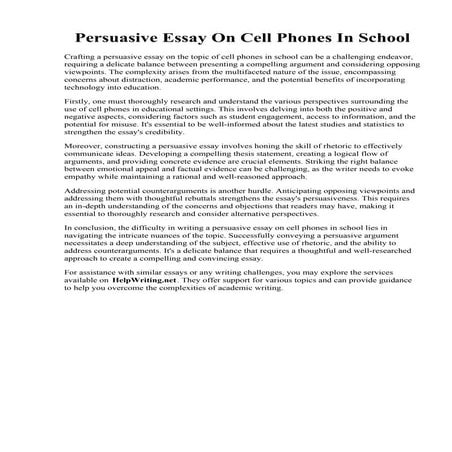Persuasive Essay On Cell Phones In School.pdfPersuasive Essay On Cell ...