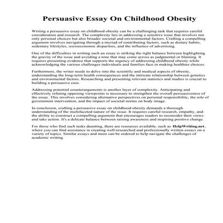 Persuasive Essay On Childhood Obesity.pdf | Medical Health