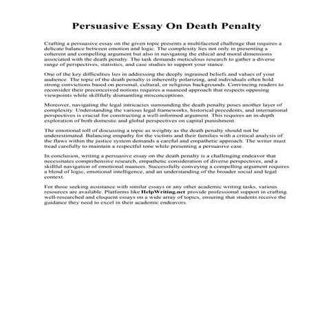 Persuasive Essay On Death Penalty. Portland State University | PDF