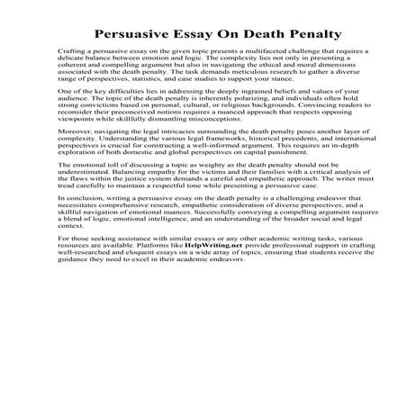 Persuasive Essay On Death Penalty. The death Penalty - persuasive essay ...