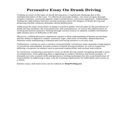 Persuasive Essay On Drunk Driving | PDF