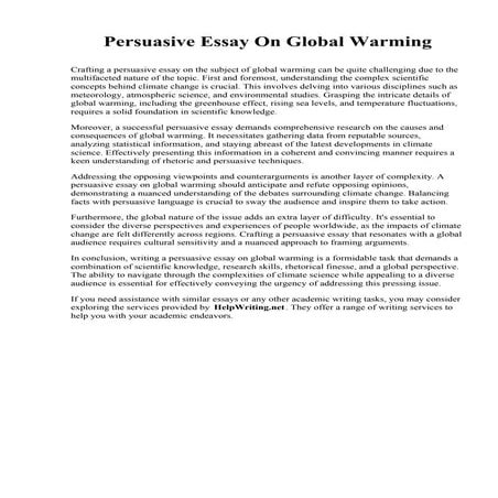 Persuasive Essay On Global Warming. Emmaus Bible College | PDF
