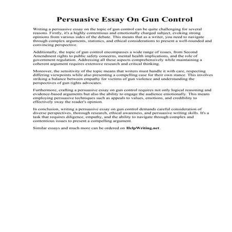 Persuasive Essay On Gun Control | PDF