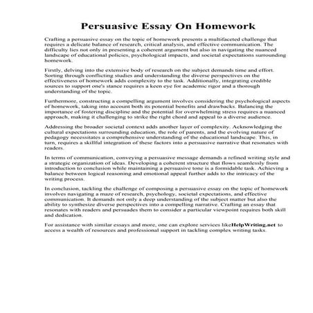 Persuasive Essay On Homework. . Persuasive Writing Homework by The ...