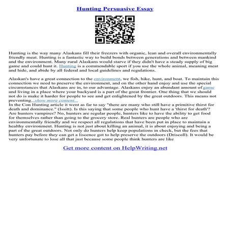 Persuasive Essay On Hunting | PDF
