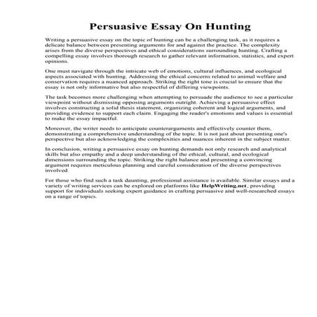 Persuasive Essay On Hunting. Persuasive letter writing fox hunting ...