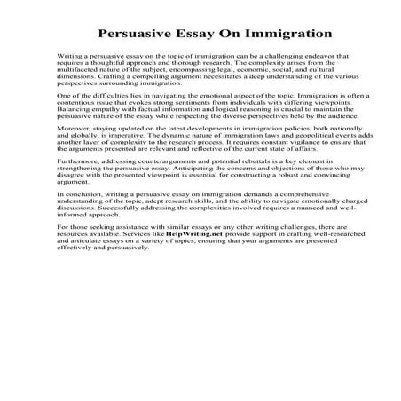 Persuasive Essay On Immigration. Abraham Baldwin Agricultural College ...