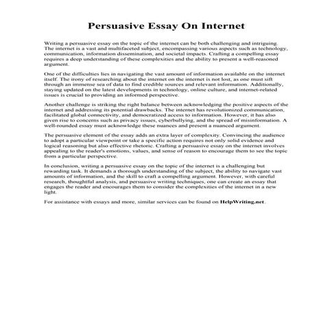 Persuasive Essay On Internet. Dalton State College | PDF