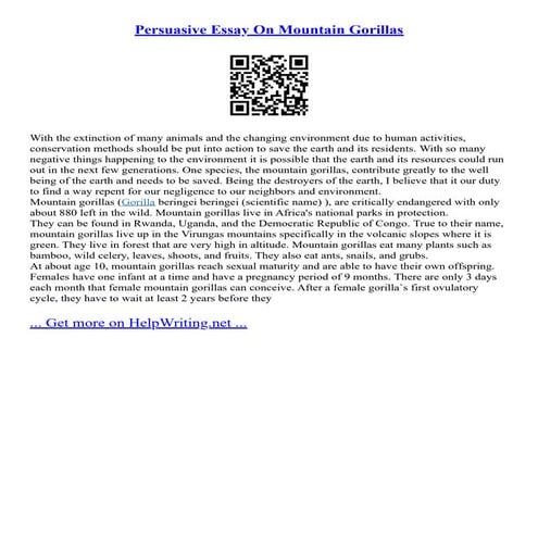Persuasive Essay On Mountain Gorillas | PDF