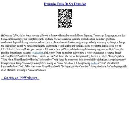 Persuasive Essay On Sex Education Ppt