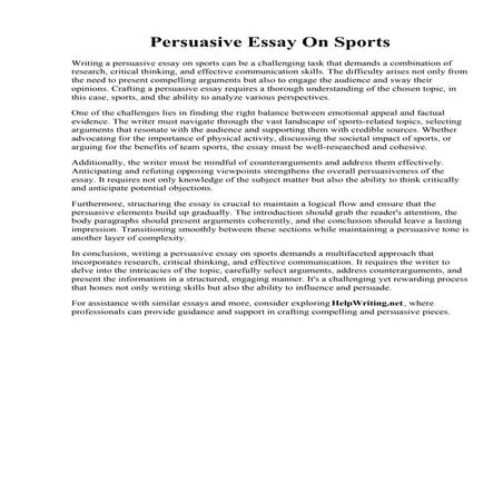 Persuasive Essay On Sports. Sports Essay: Your Quick Guide in Writing ...