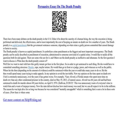 Persuasive Essay On The Death Penalty | PPT