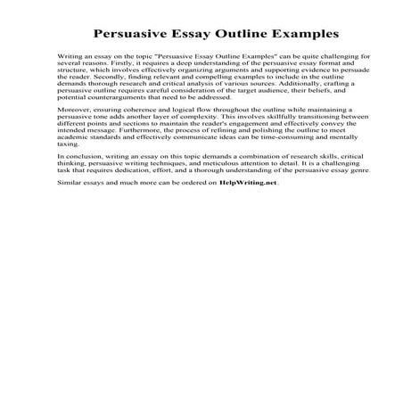 Persuasive Essay Outline Examples | PDF
