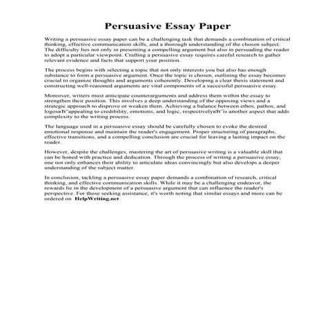 Persuasive Essay Paper | PDF