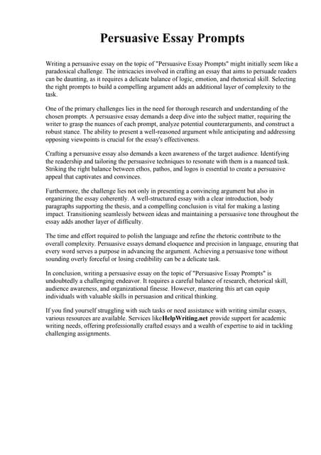 Good Persuasive Essay Example | PDF